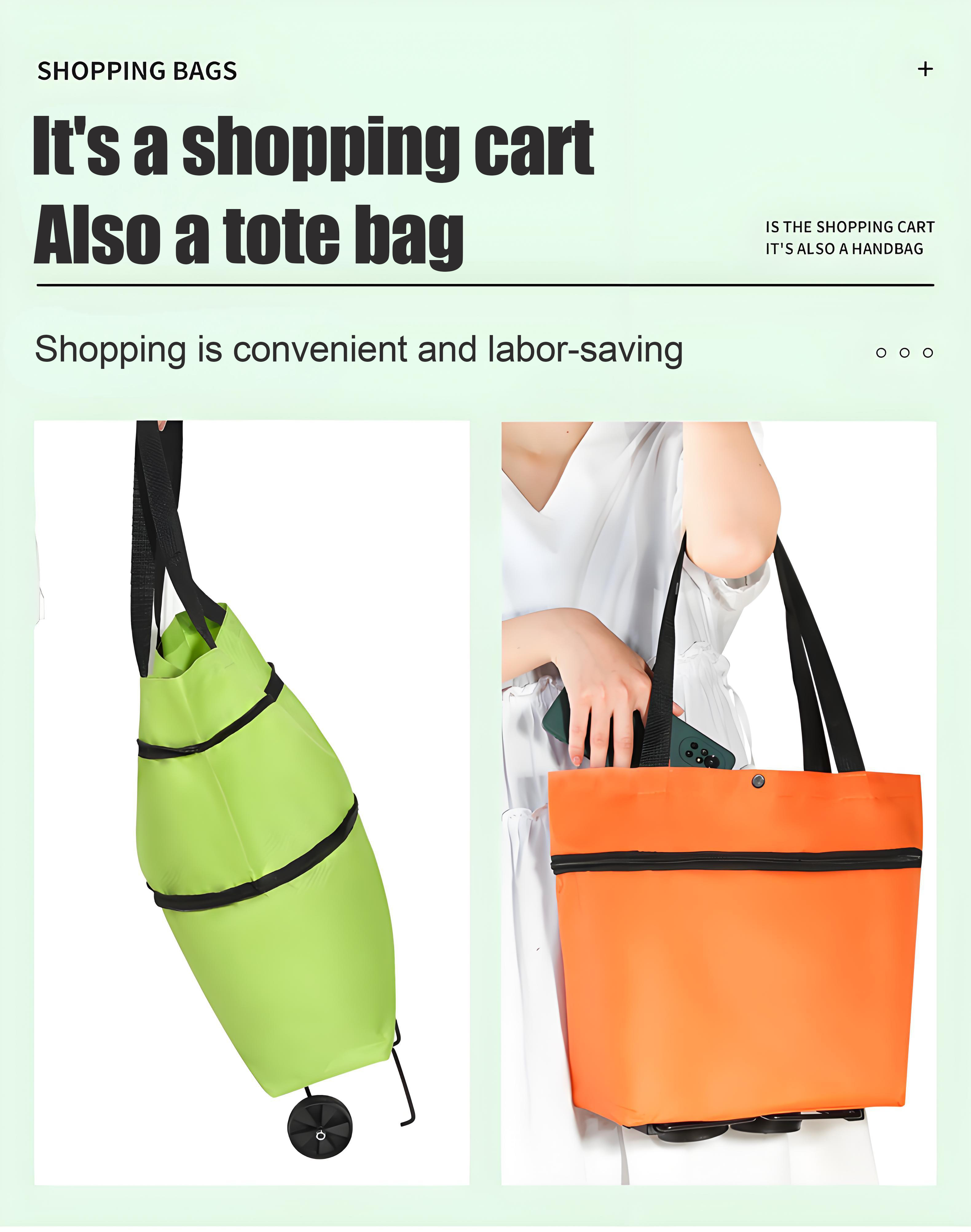 Portable Wheel Shopping Market Bag Trolley Bag Storage Bag [2in1 ...