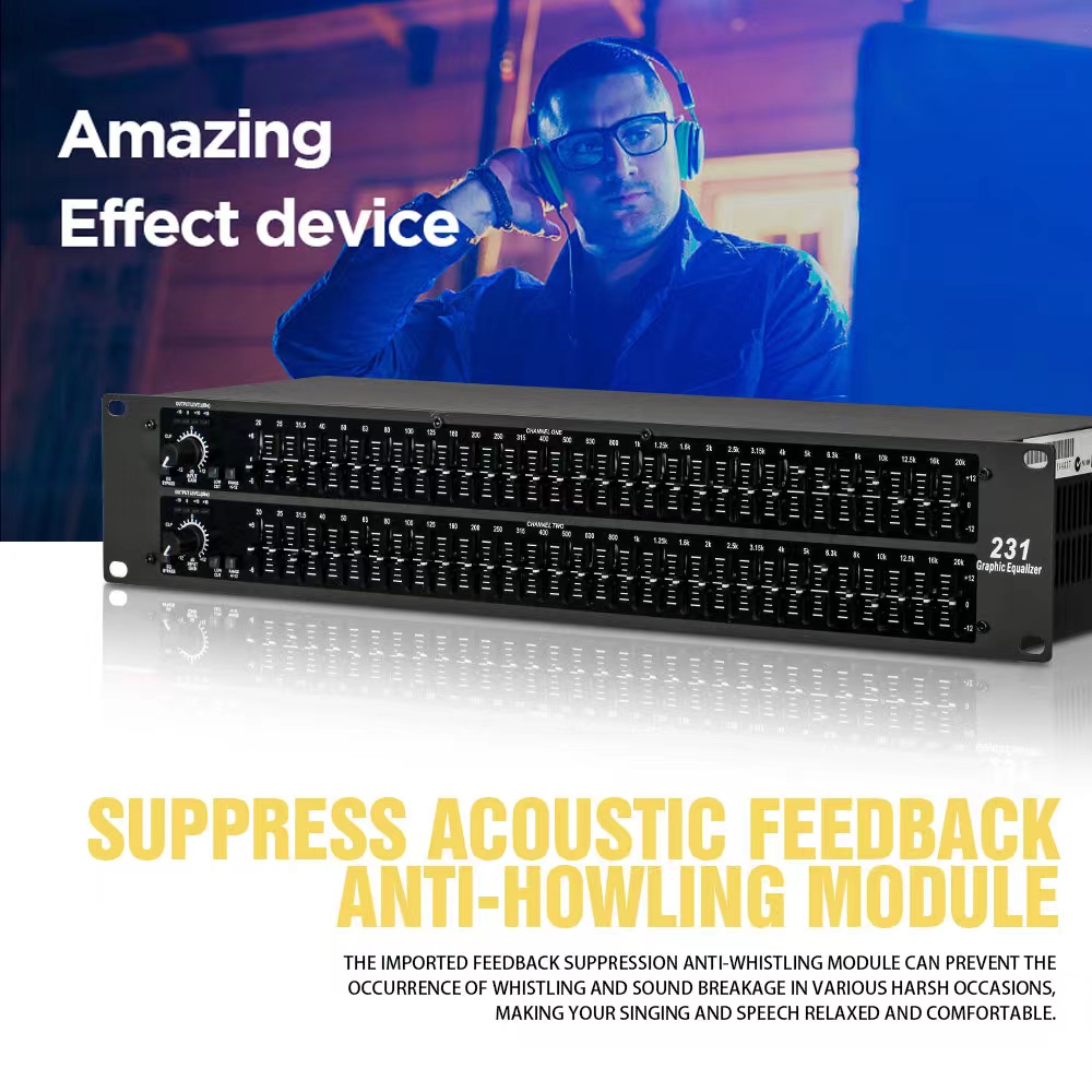 BOMGE 231SUB professional equalizer, analog dual-channel 31-band stereo 231EQ audio signal ...