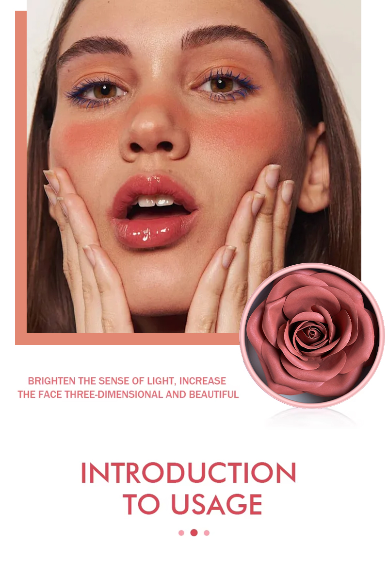 Veronni 4 Colors Rose Petal Blush 3D petal rose Makeup Blush gift highlighter Blusher Makeup ...