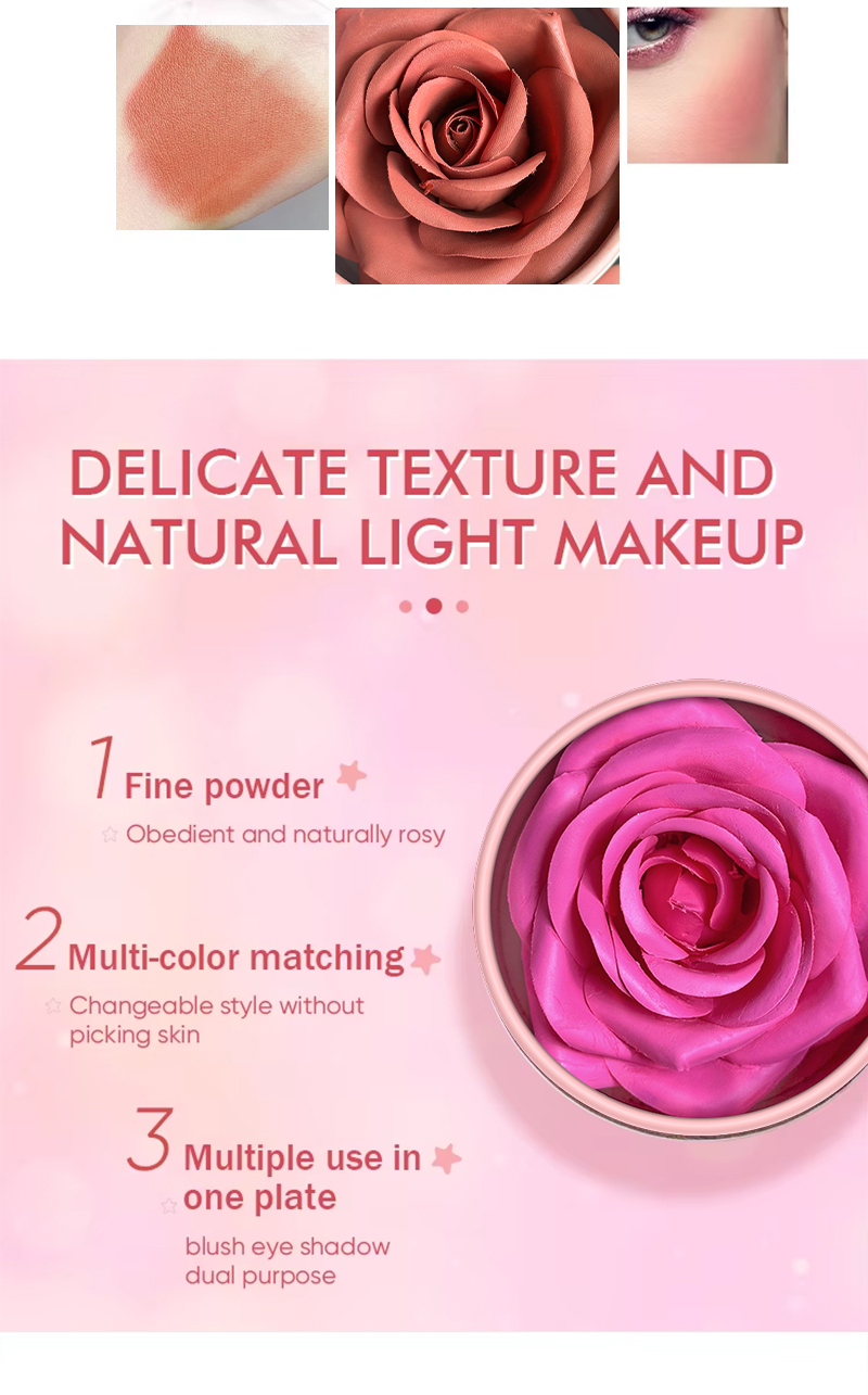 Veronni 4 Colors Rose Petal Blush 3D petal rose Makeup Blush gift ...