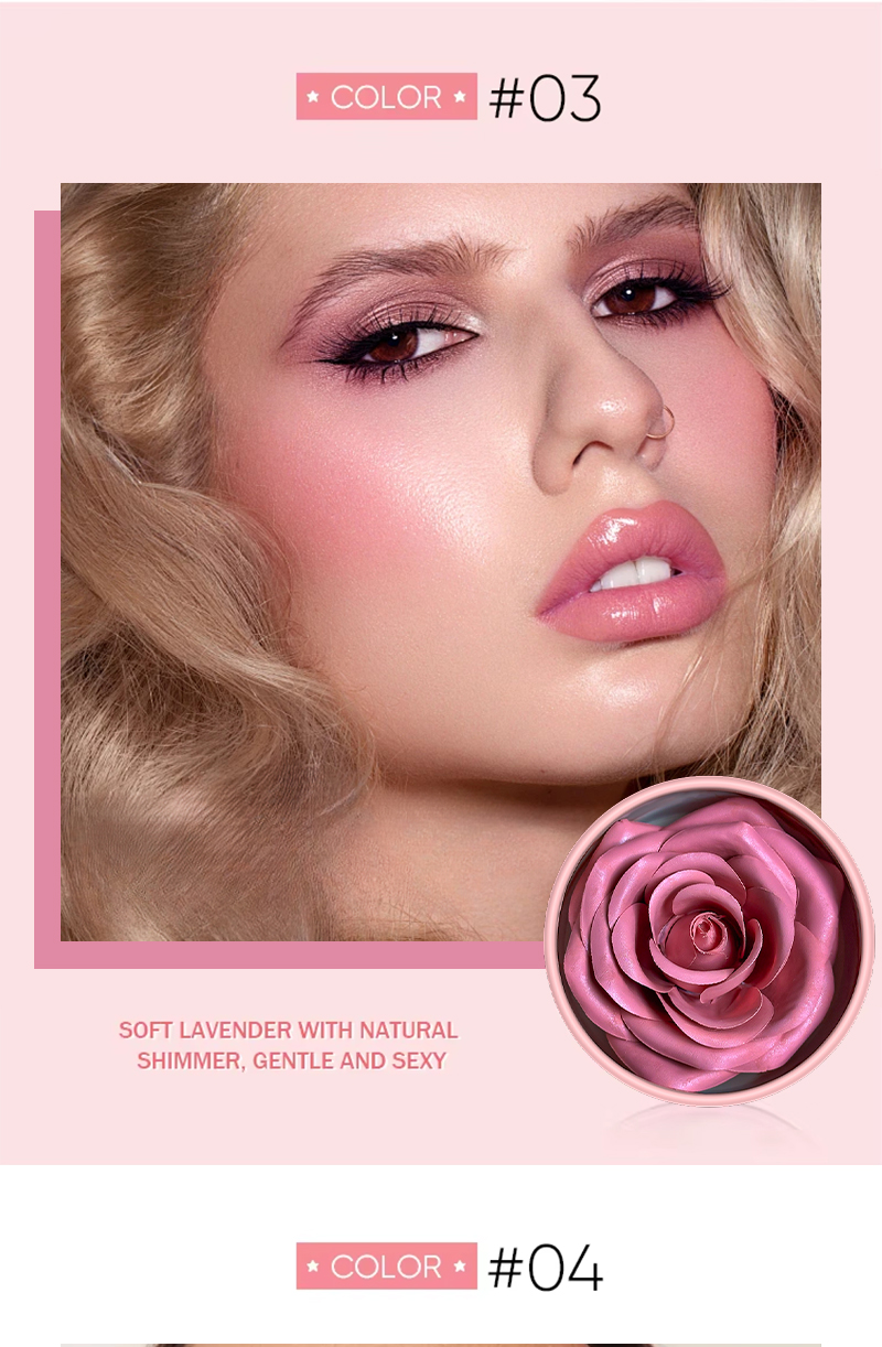 Veronni 4 Colors Rose Petal Blush 3D petal rose Makeup Blush gift ...