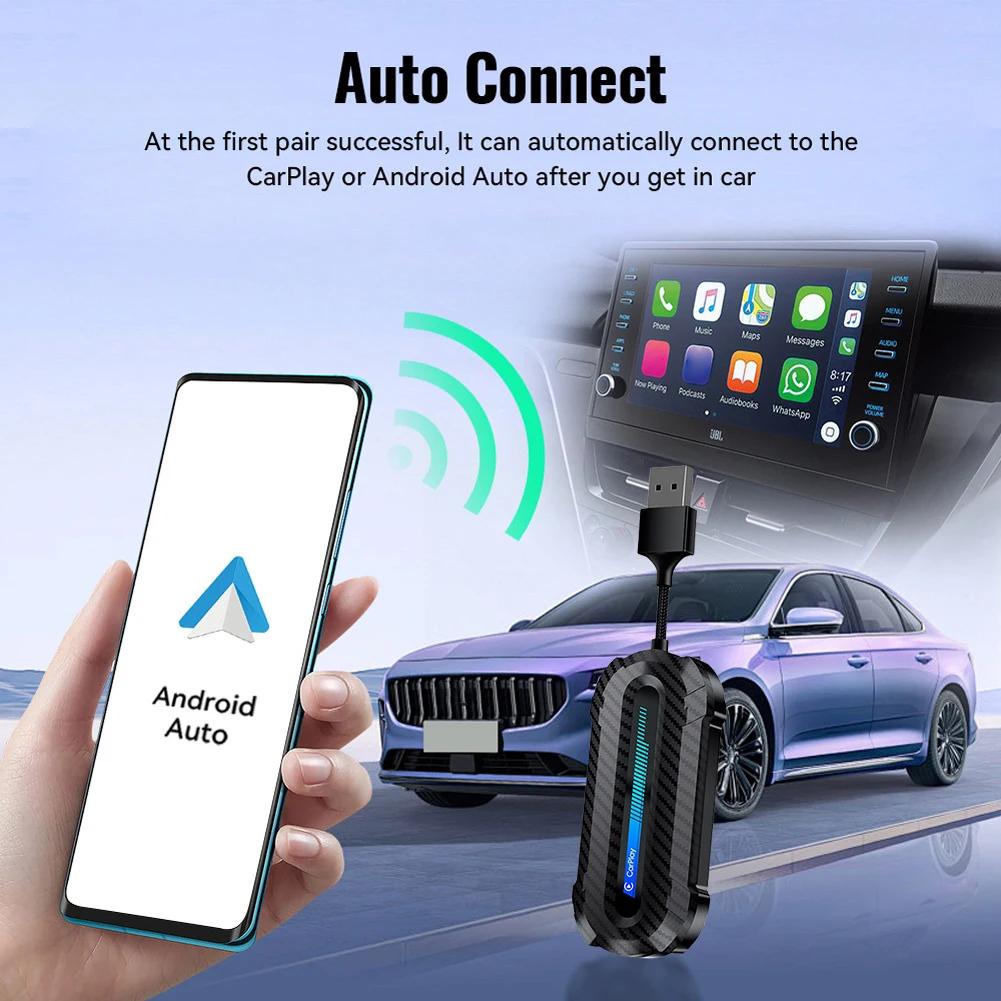 Wired To Wireless Carplay & Android Auto Smart Mini Box Plug and Play ...