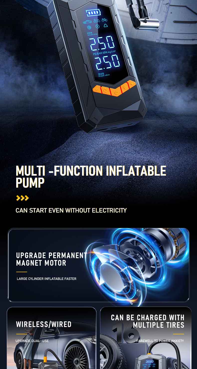 10000MAH Portable Air Pump 180PSI Pam Tayar Kereta Wireless Tire ...