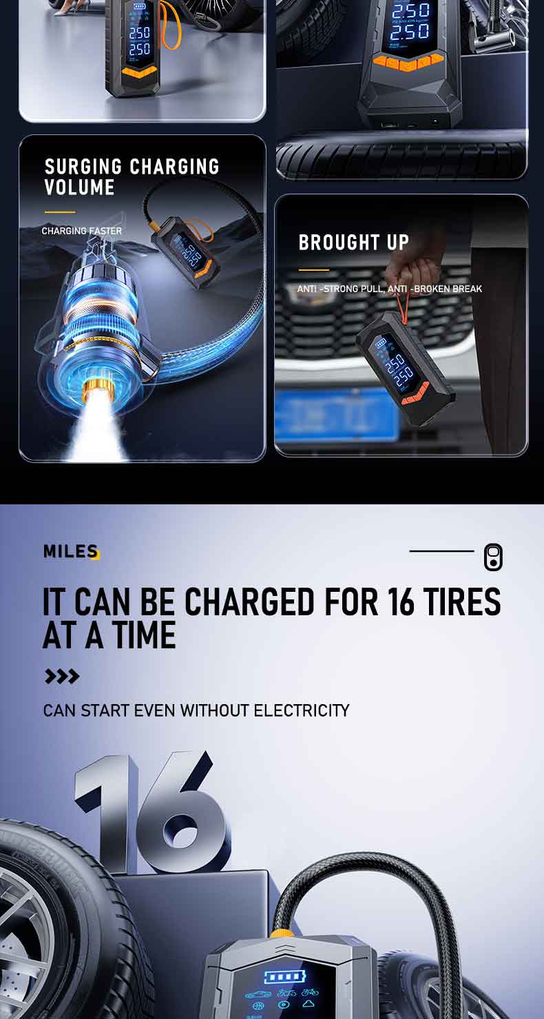 10000MAH Portable Air Pump 180PSI Pam Tayar Kereta Wireless Tire ...