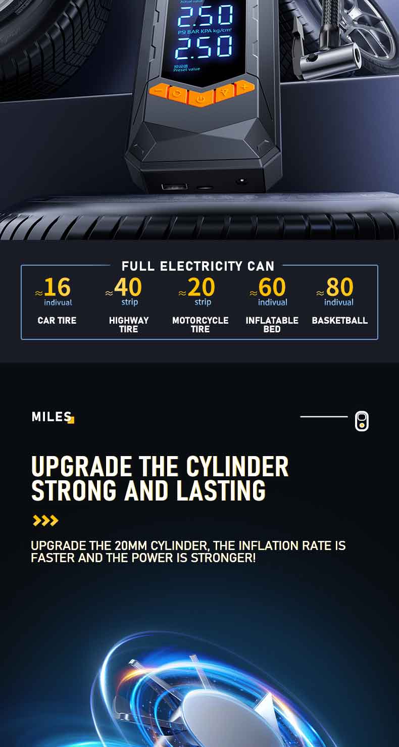 10000MAH Portable Air Pump 180PSI Pam Tayar Kereta Wireless Tire ...