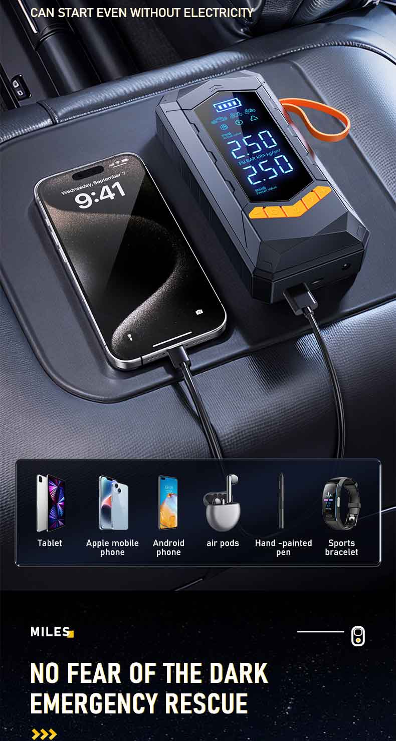 10000MAH Portable Air Pump 180PSI Pam Tayar Kereta Wireless Tire ...