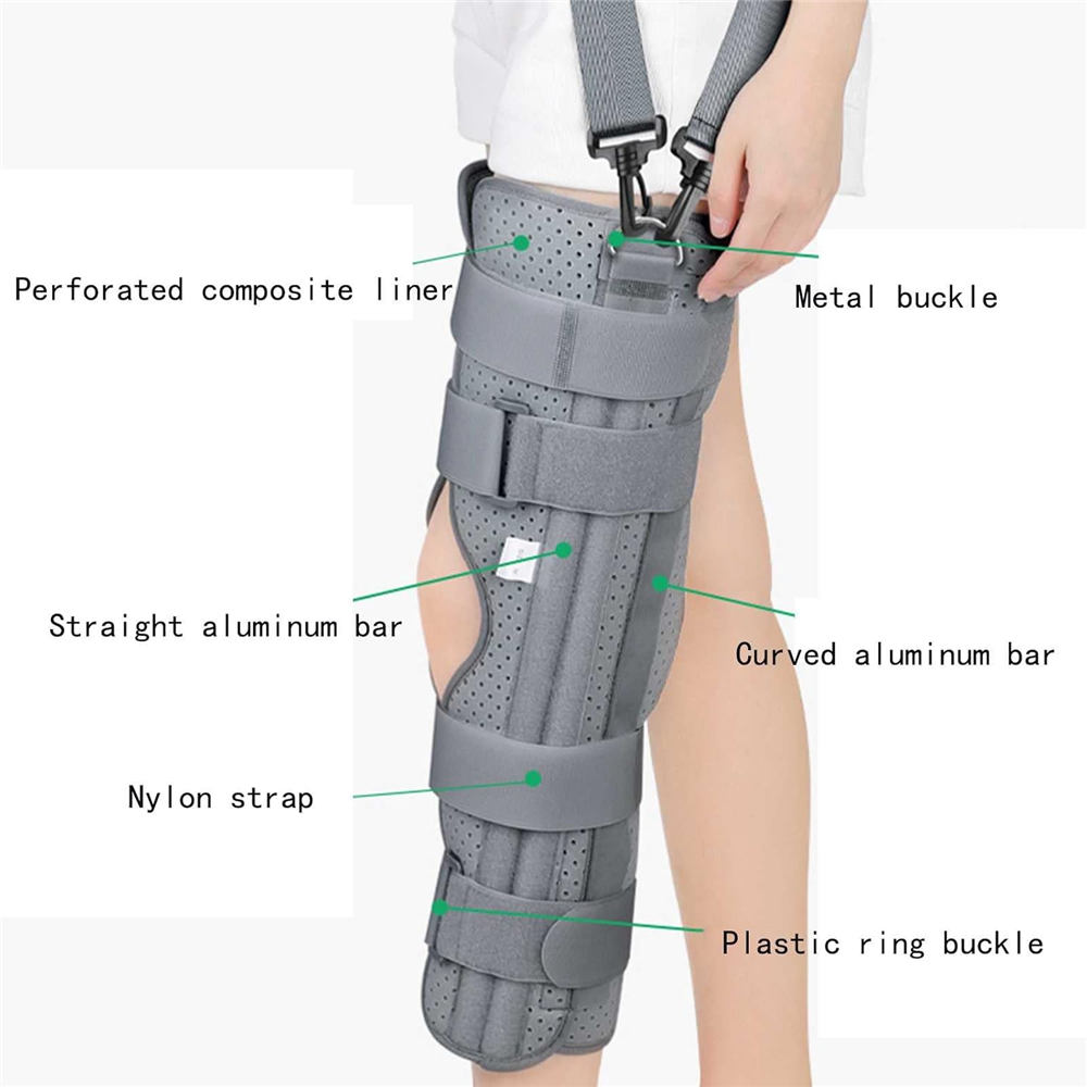 3-Panel Knee Immobilizer Full Leg Support Brace Aluminum Alloy Straight ...