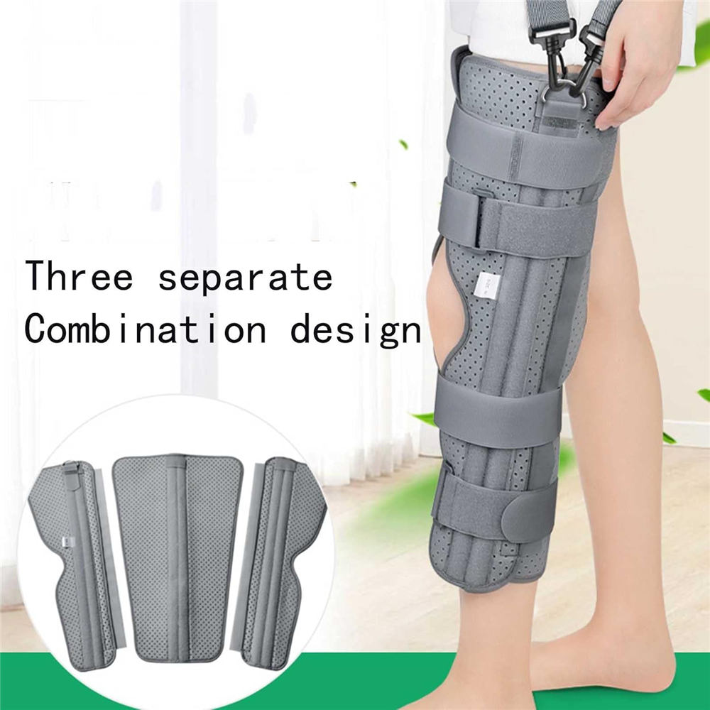 3-Panel Knee Immobilizer Full Leg Support Brace Aluminum Alloy Straight ...