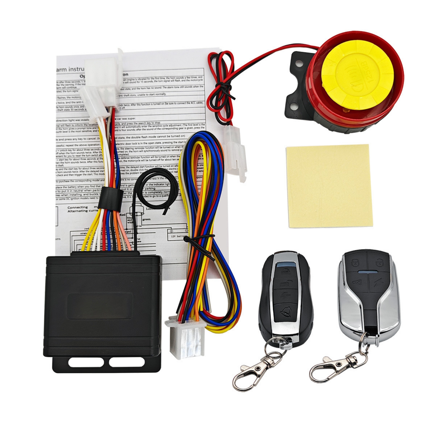 1way 12V for Honda Yamaha Motorcycle Alarm System Anti-theft Security ...