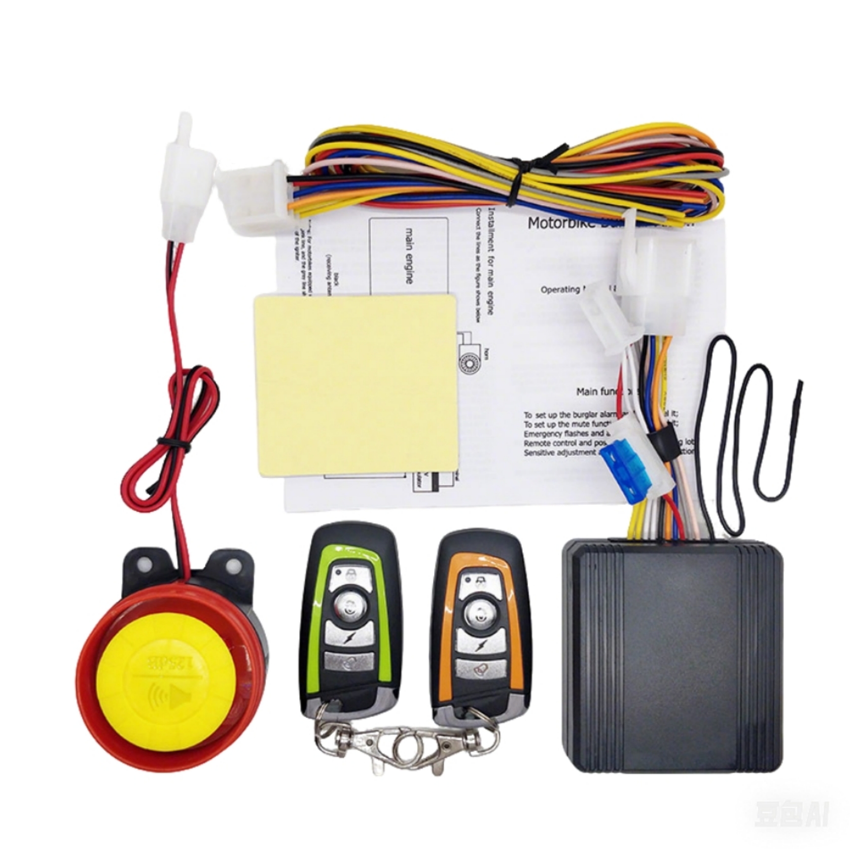 1way 12V for Honda Yamaha Motorcycle Alarm System Anti-theft Security ...