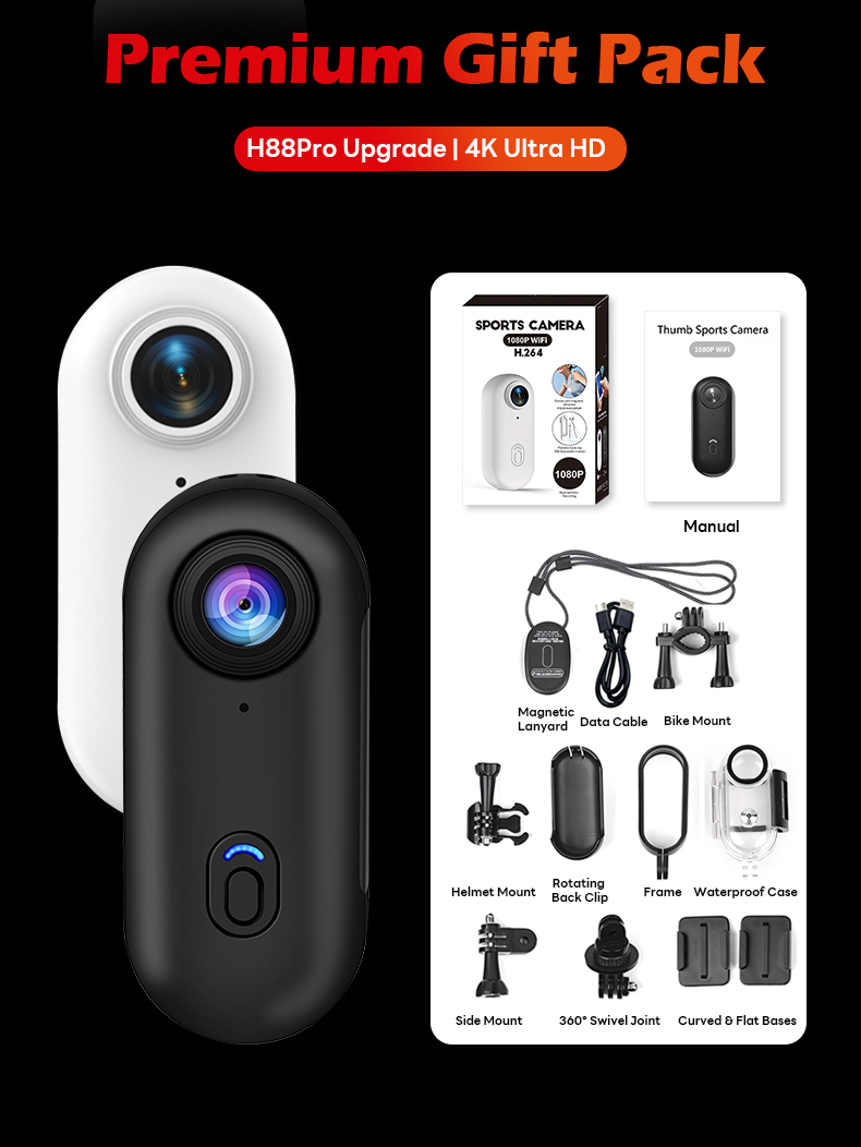 ⚡️4K/WIFI⚡️SOARFLY Magnetic Thumb Sports Camera /360° Video Digital ...