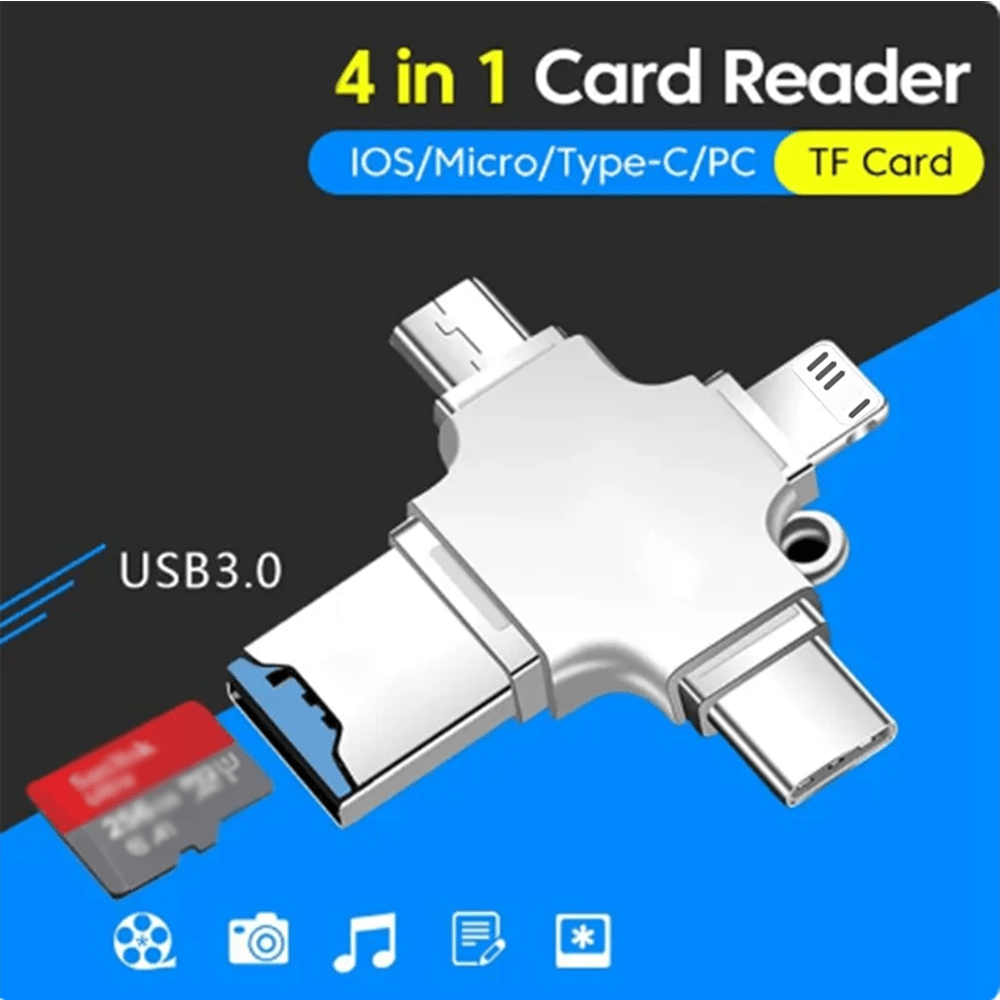 4 In 1 Memory Micro SD Card Reader Adpater For IPhone Ipad Android Mac ...