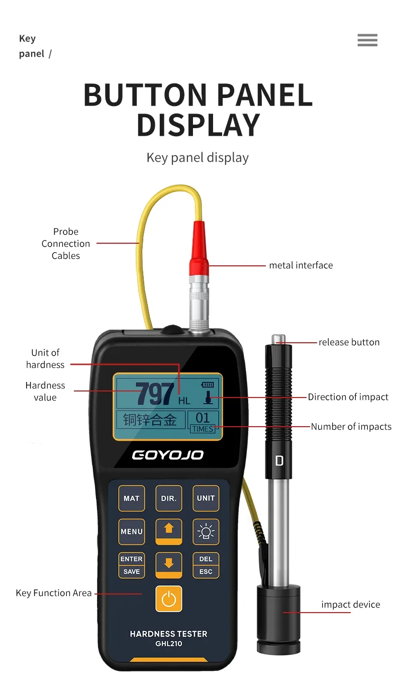 【Hot Sale】GHL210 Professional Portable Digital leeb hardness tester for ...
