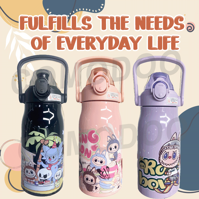 【Ready Stock】LABUBU Thermos tumbler With Handle 1000ML Kids 316 Stainless Steel Water Bottle ...