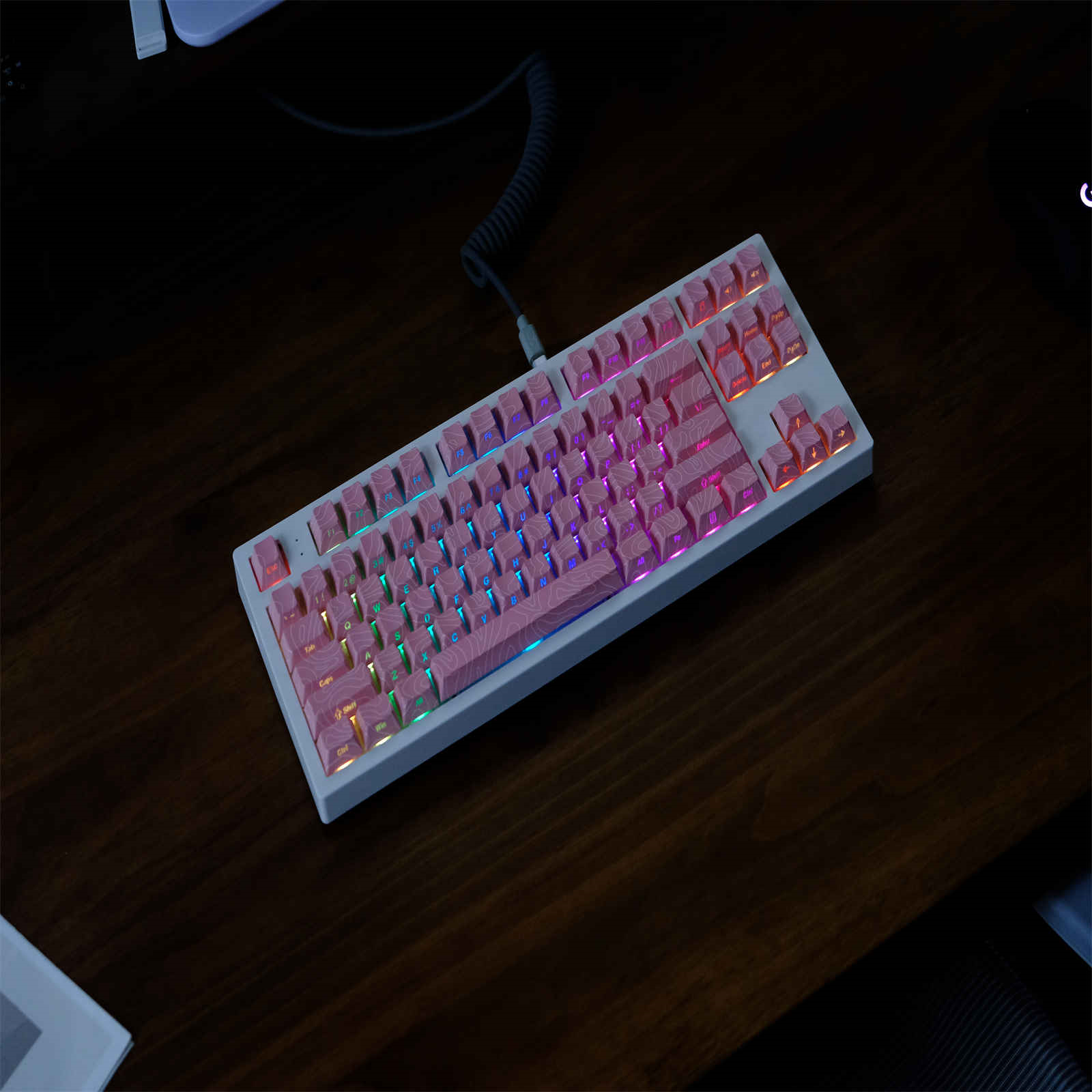 Pink Contours Side light transmission Keycap 136 Keys PBT Material ...