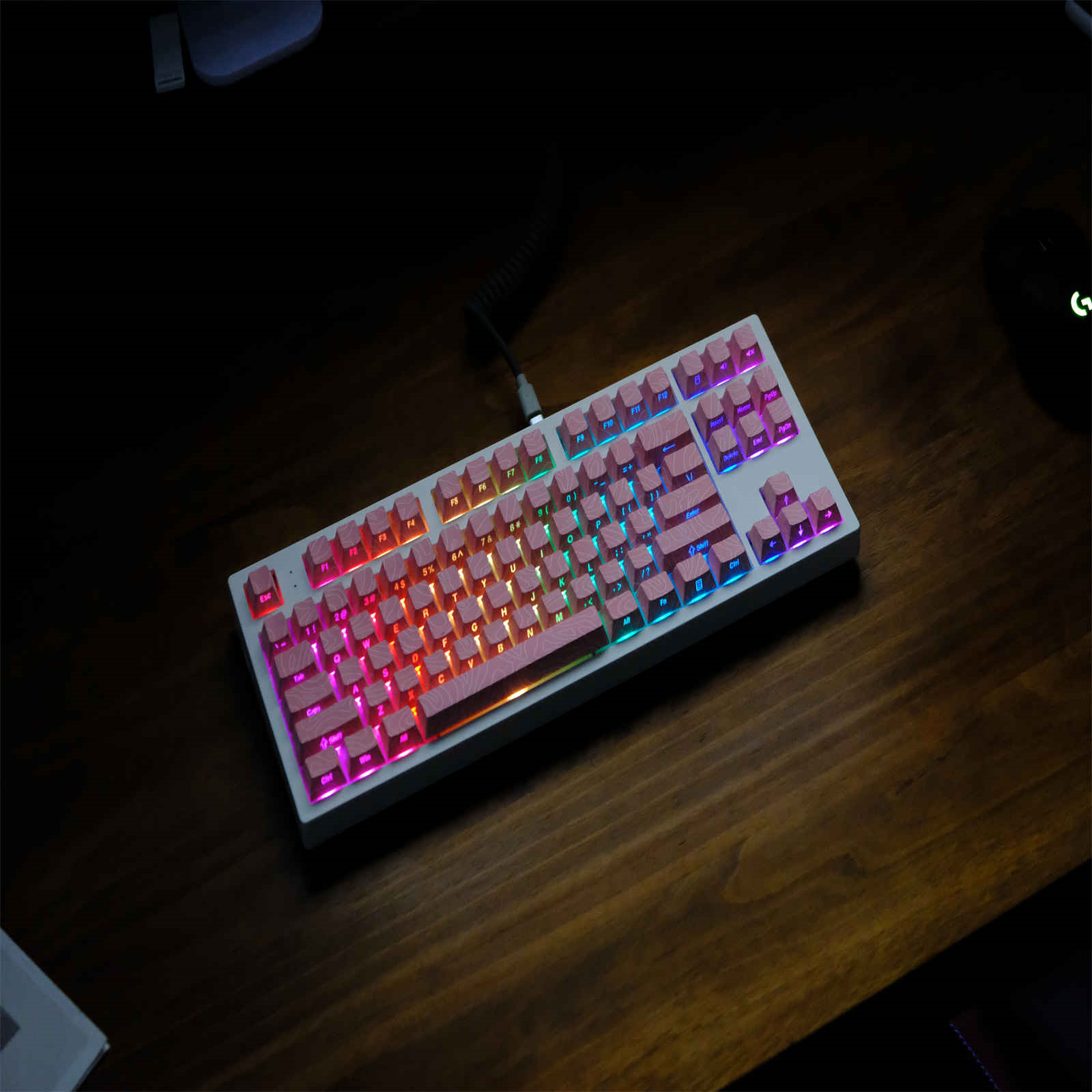 Pink Contours Side light transmission Keycap 136 Keys PBT Material ...