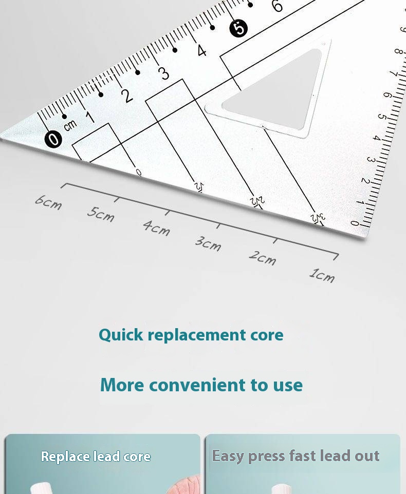 Student Compass Ruler Set Cute Triangle Ruler Exam Dedicated Ruler ...
