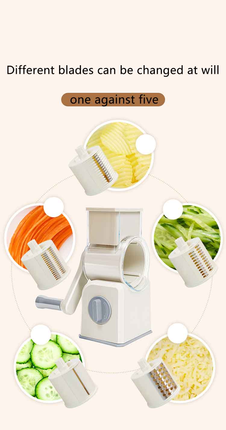 Rotary Grater with Handle Shredder 5 in 1 Roller Vegetable Cutter ...