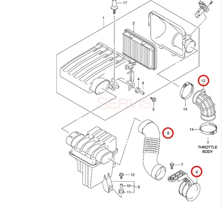 Air Cleaner hose Throttle intake hose for Suzuki Swift (2004-2010) or ...