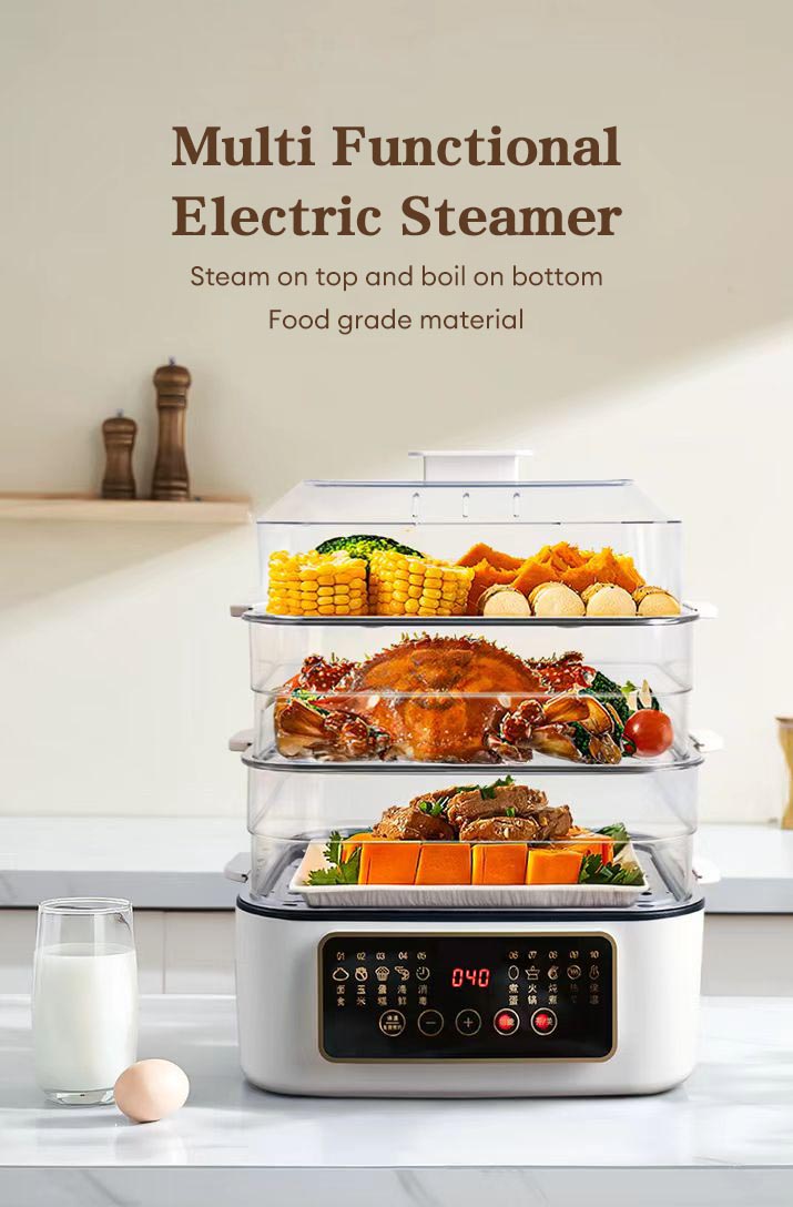 【34L 3-layer】Electric Steamer Multi-functional Stainless Steel Digester ...