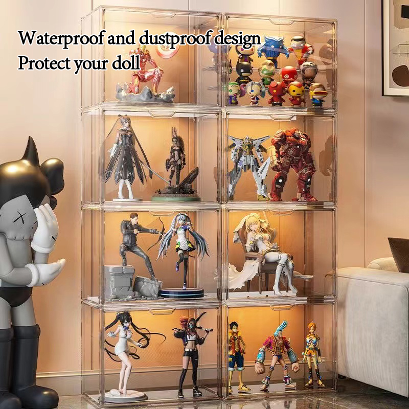 labubu display box Transparent stackable Acrylic Display Case Boxes ...