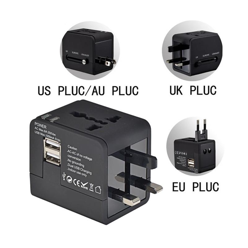 Lewis N. Clark Global Wall Adapter + Portable Charger with Dual USB ...