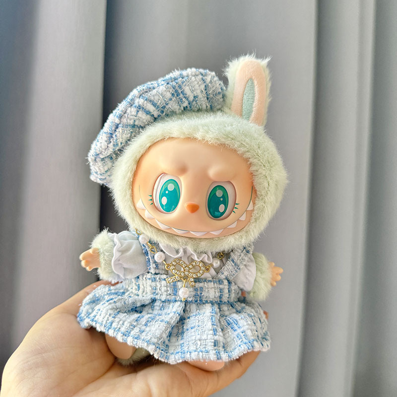 Mini Doll'S Clothes Outfit For 15-17cm Labubu V1 V2 Classic Grid style ...