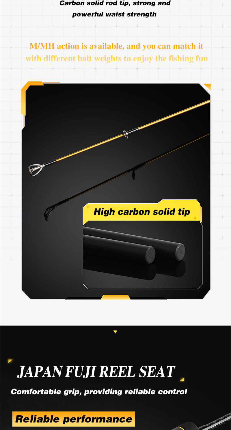 100-350g FUJI jigging rod solid carbon fiber fishing rod spinning /bait ...
