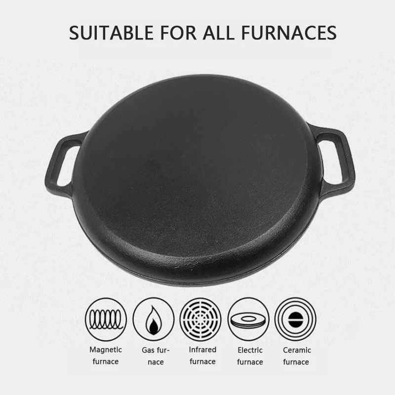Pre-Seasoned Cast Iron Skillet Heavy Duty Frying Pan with Dual Handles ...