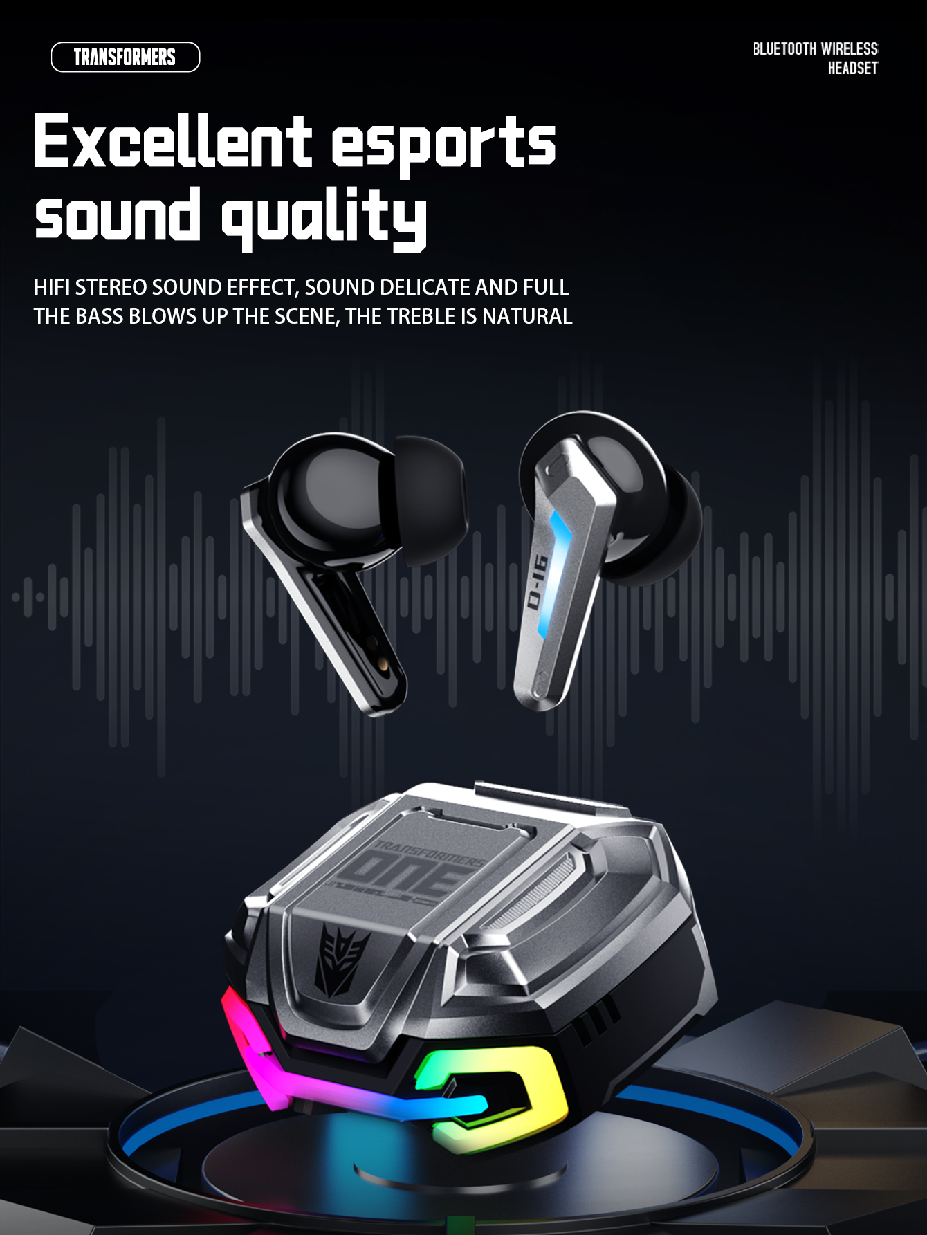 Transformers TF-T22 Bluetooth Earphone LED lighting Power indicator HIFI sound quality | Shopee ...