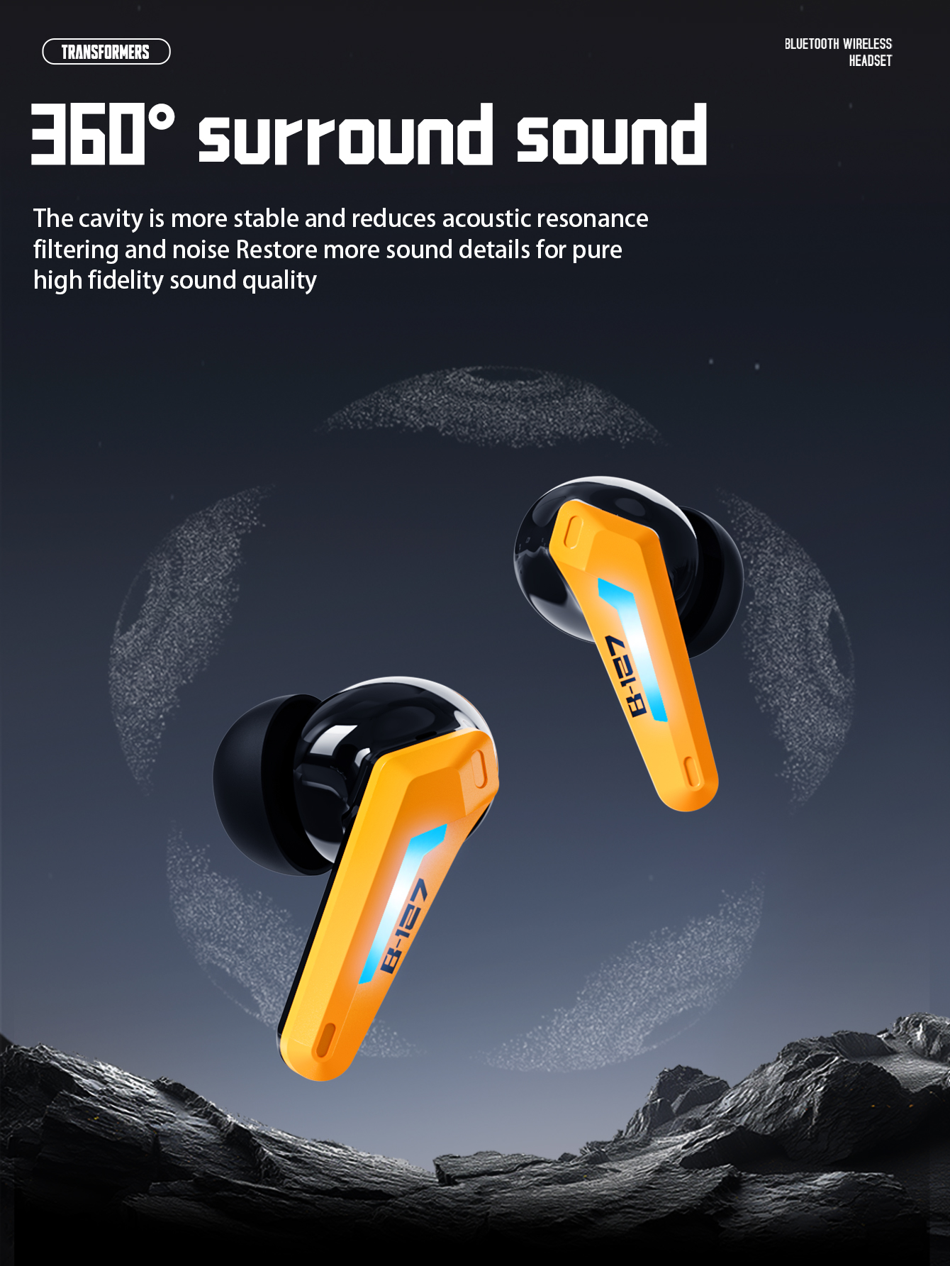 Transformers TF-T22 Bluetooth Earphone LED lighting Power indicator HIFI sound quality | Shopee ...
