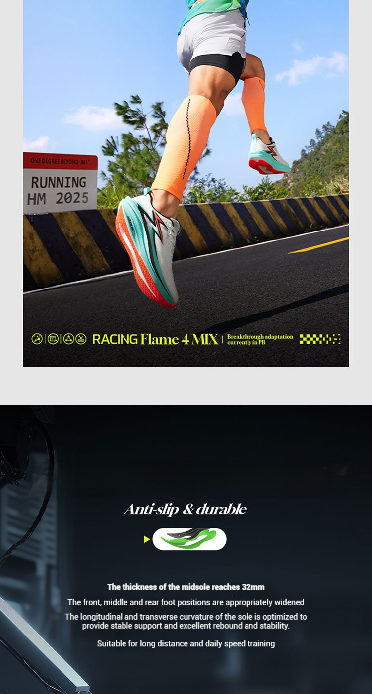 【20KM+】361Degrees Flame 4 Mix Men Running Shoes Breathable Heat-dissipating Comfortable ...