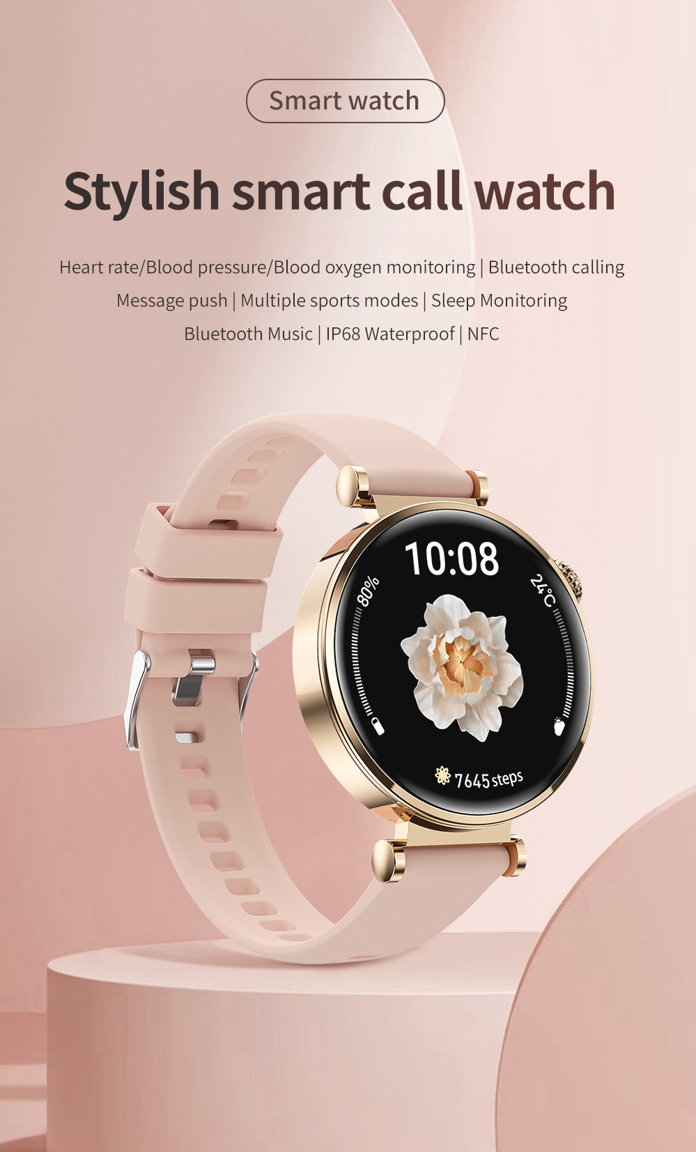 2024 NEW GT4 Mini Smart Watch Women GPS Tracker AMOLED Screen Bluetooth ...