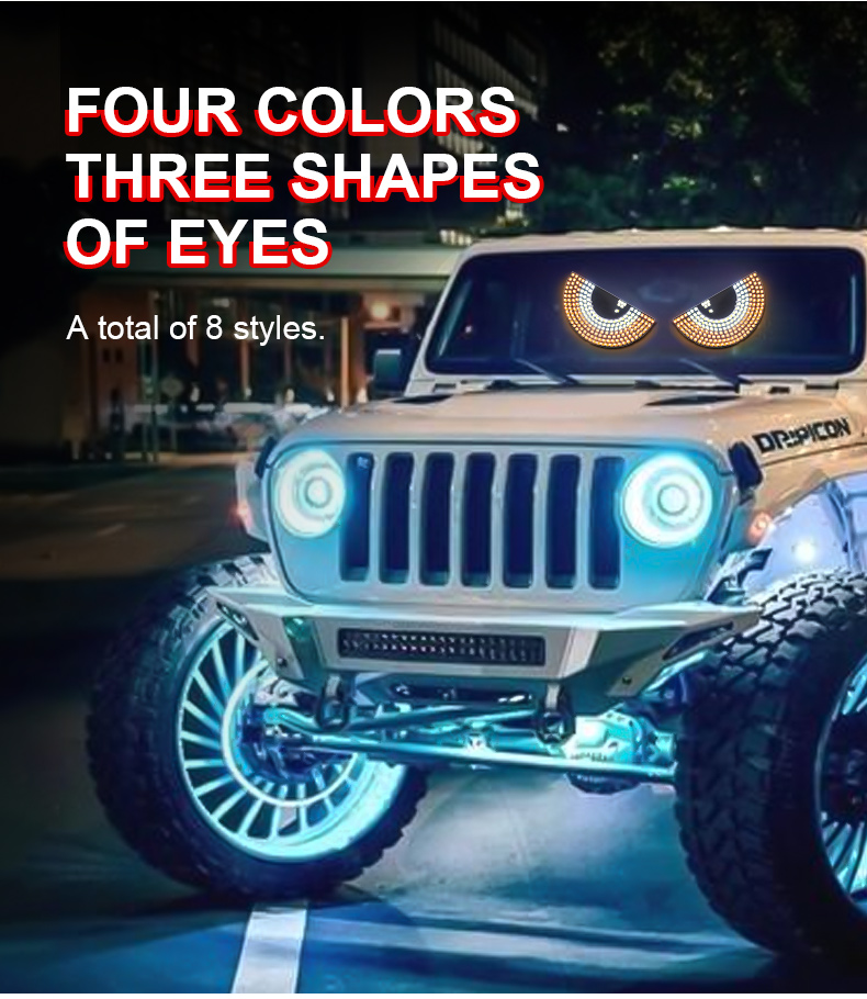 ((2PCS) Car Window LED Light Car Dynamic Light Velcro Eye Decorative ...