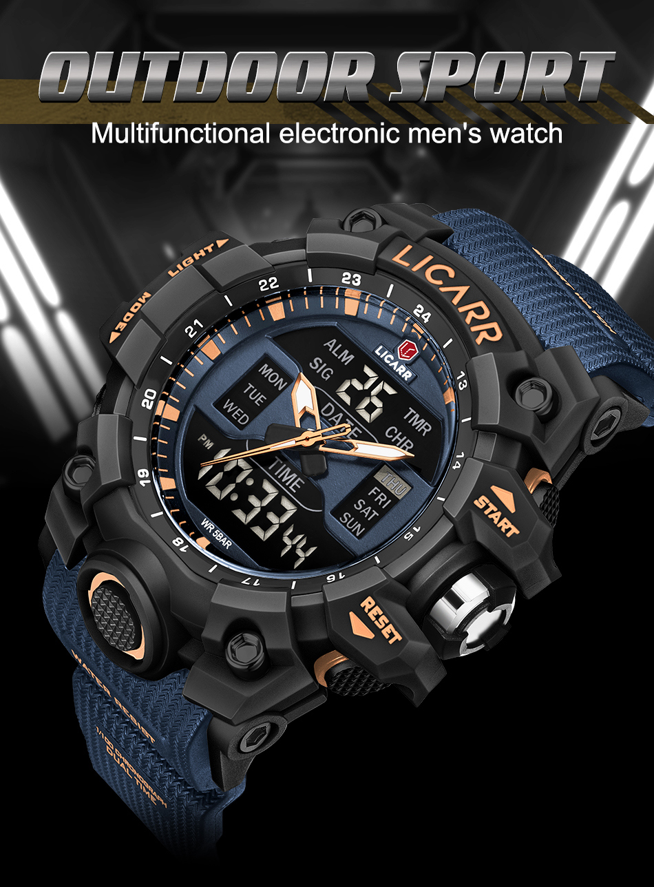 LICARR Brand Men's Watch Original Fashion Sport Trend Date Waterproof ...
