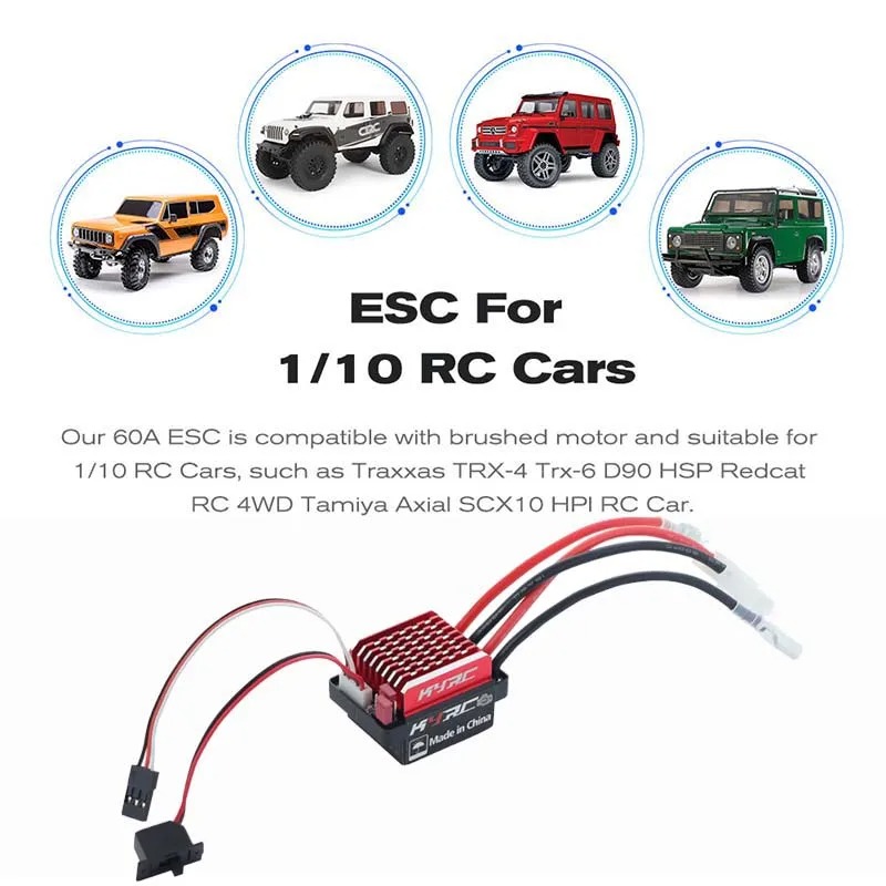 RC 1/10 Car 60A Brushed ESC For 540/550 Motor Traxxas Trx4 D90 HSP ...