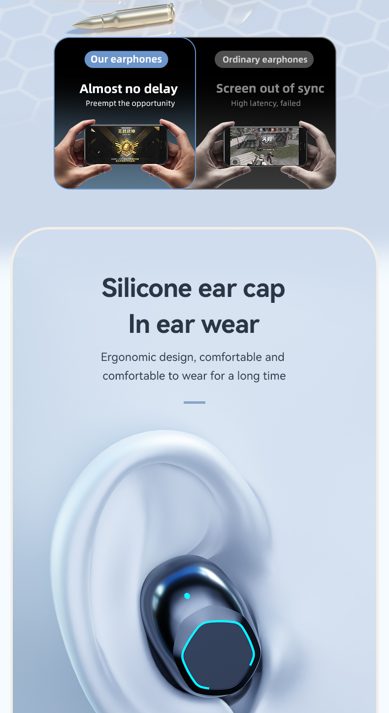 SPRISE M48 Mirror Wireless Bluetooth Earphone Noise Cancelling Earbuds ...