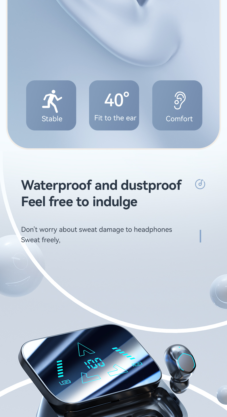 SPRISE M48 Mirror Wireless Bluetooth Earphone Noise Cancelling Earbuds ...