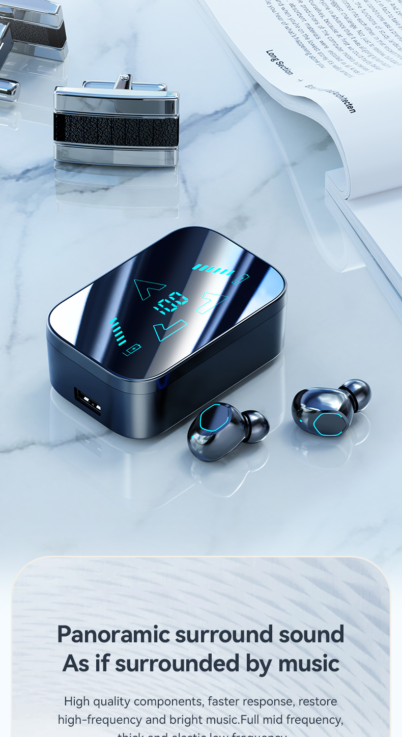 SPRISE M48 Mirror Wireless Bluetooth Earphone Noise Cancelling Earbuds ...