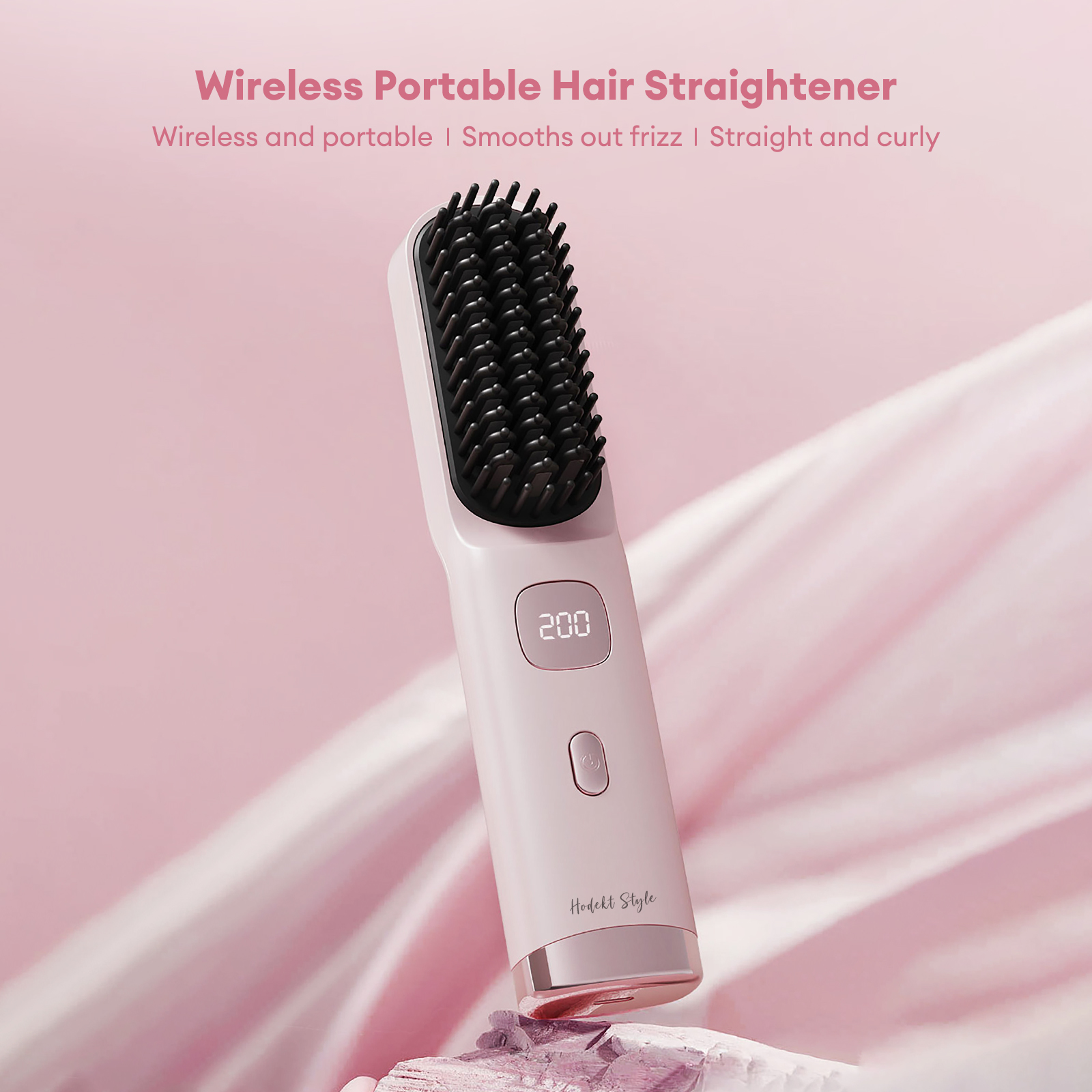 HODEKT Wireless hair straightener Wireless electric comb, fast heating ...