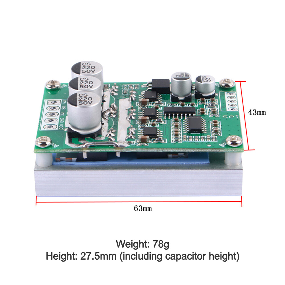500W 15A Brushless No Hall Motor Driver Board DC12-36V Speed Control ...