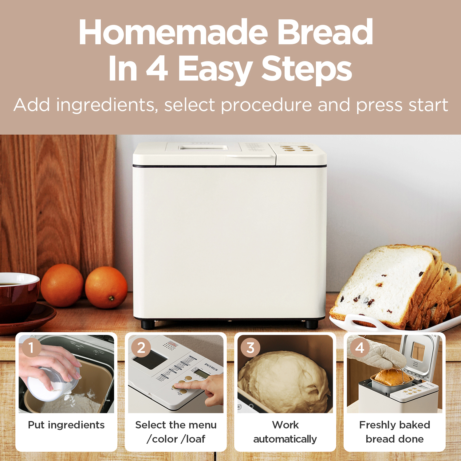 Petrus Bread Maker Machine 22 Programmable Menus Compact and Automatic ...