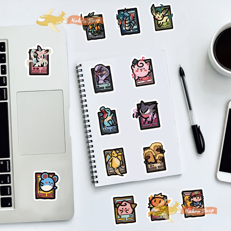 100pcs Pokemon Mini Card Sticker Charizard Pikachu Eevee Decor Stickers ...