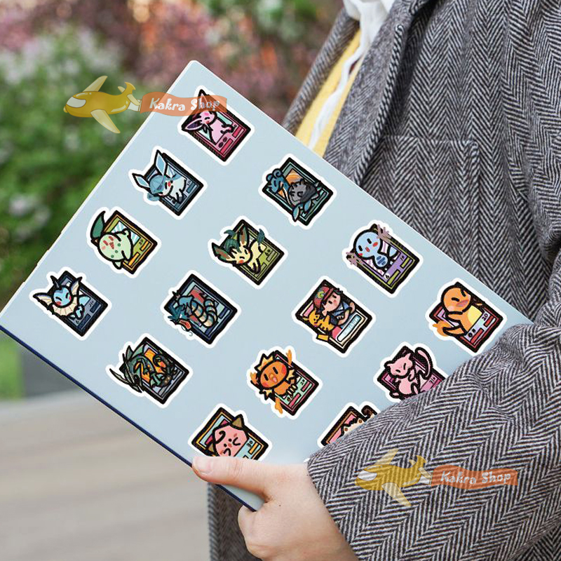 100pcs Pokemon Mini Card Sticker Charizard Pikachu Eevee Decor Stickers ...