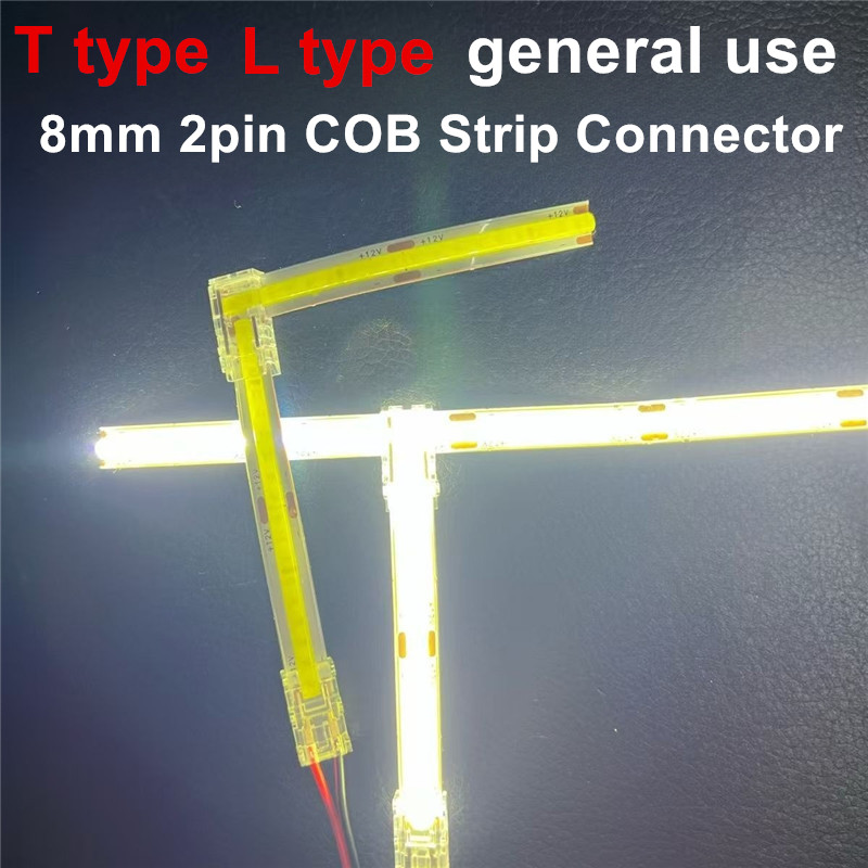 8mm 2pin COB LED Strip Connector Tape Lights L Shape T Shape LED Corner ...
