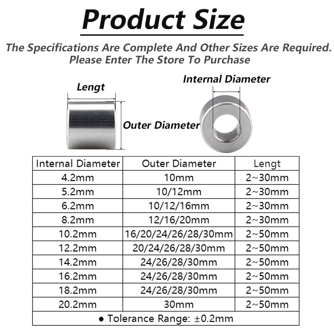 M6 M8 Aluminium Standoff Spacers Outer Diameter 2mm~30mm Round Spacer ...