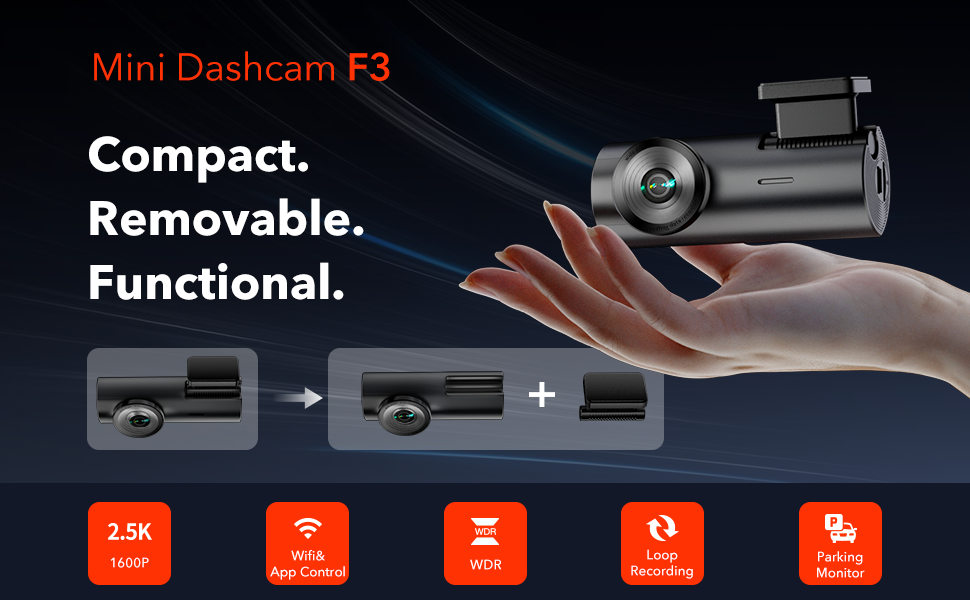 REDTIGER F3 Dash Camera 2.5K Car Cam Super Night Vision G-Sensor ...