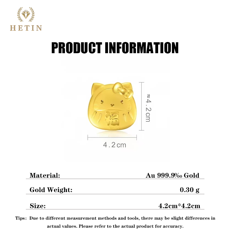 【HETIN】Sanrio Pure Gold Hello Kitty Gold Bar（0.3g）999.9 Gold Dharma KT Cat 24K Emas New Year ...