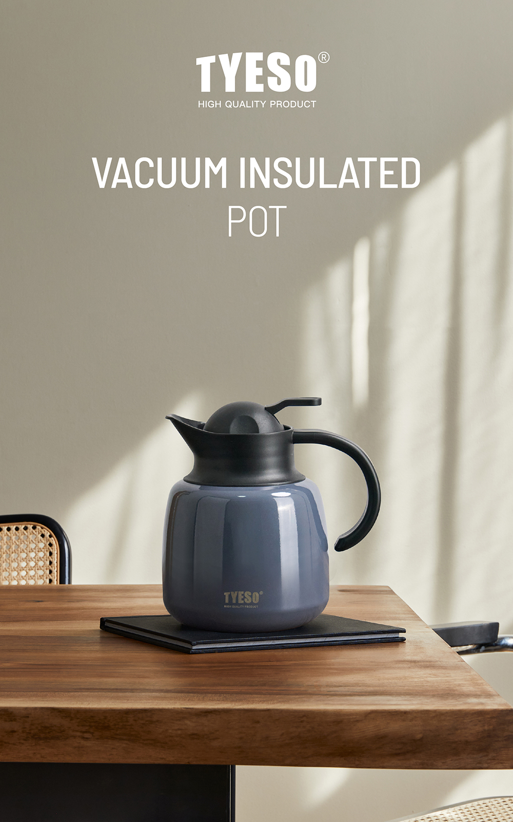 【NEW 2025】Tyeso Vacuum Tea Pot With Filter Stainless Steel Portable ...