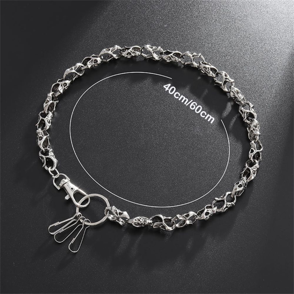 LIMERENCIA Gothic Punk Heavy Waist Chain, 40/60cm Silver Men Skull ...